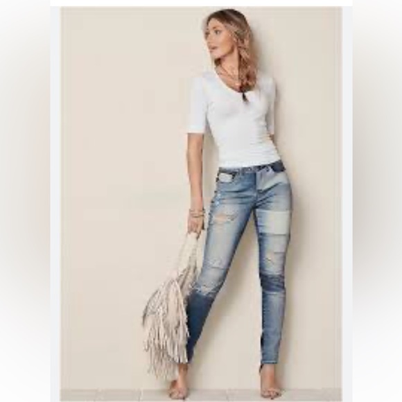 VENUS | Pants & Jumpsuits | Venus Distressed Patchwork Denim In Size 2 ...